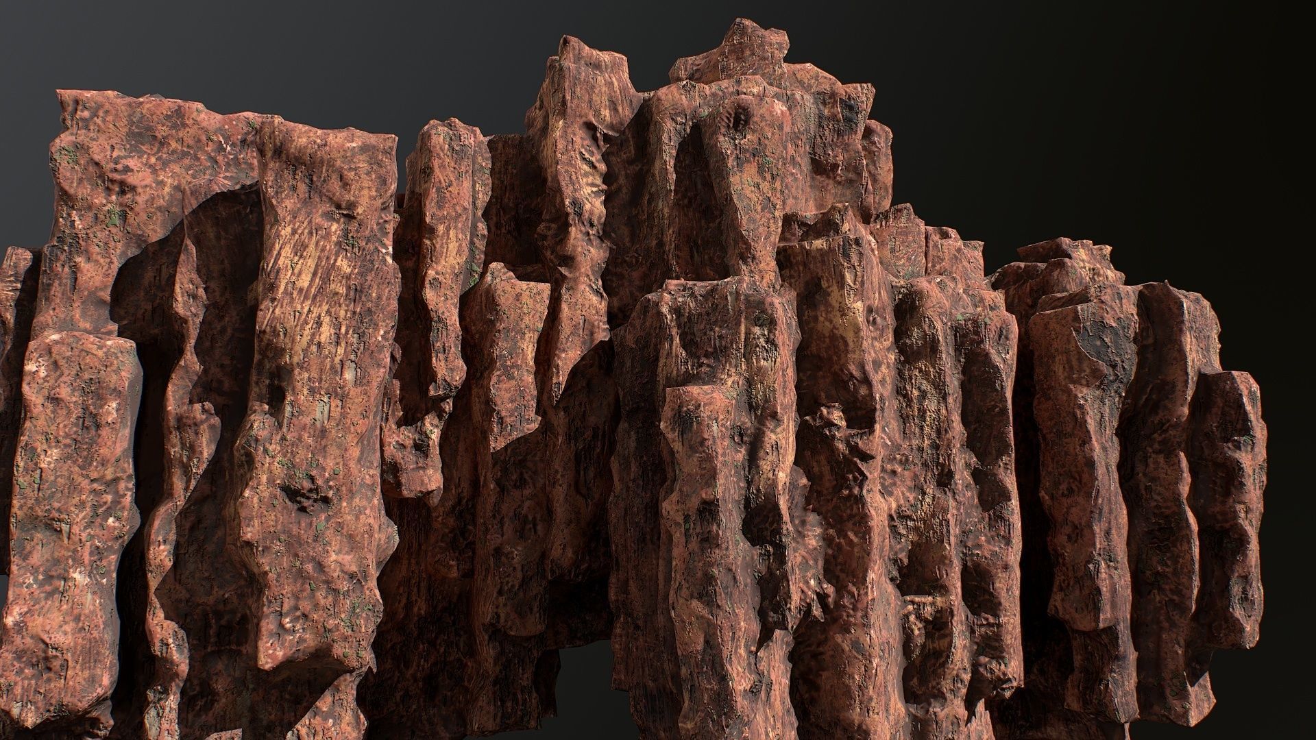 3D model Low poly old red column rocks environment asset VR / AR / low ...