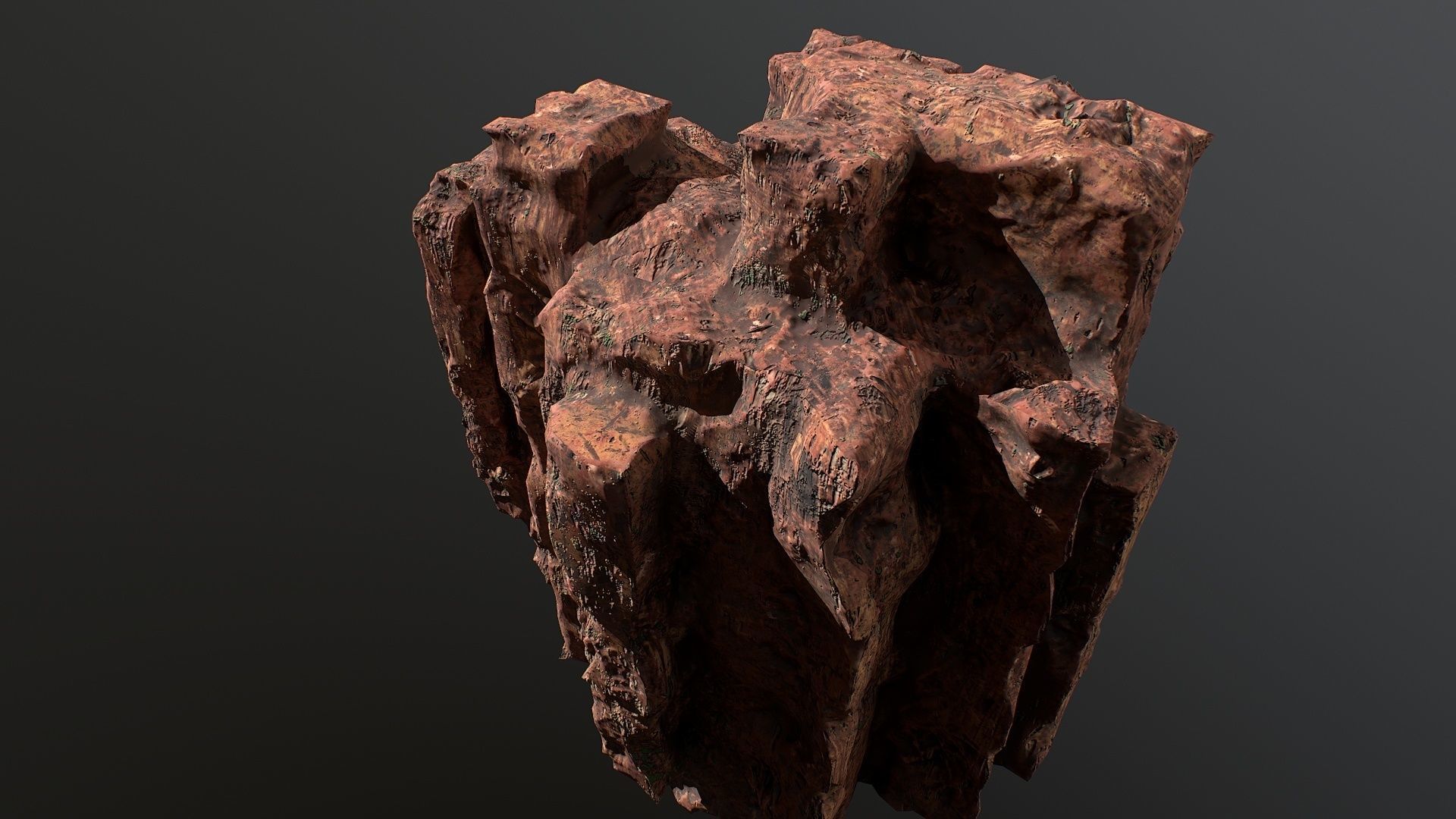 3D model Low poly old red column rocks environment asset VR / AR / low ...