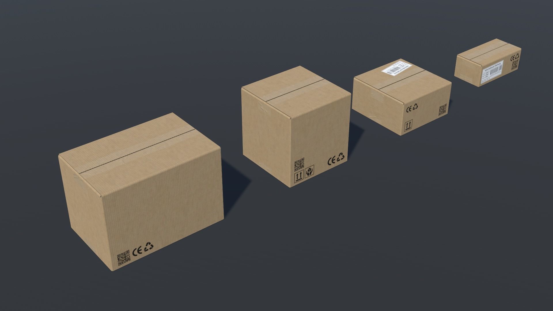 3D model PBR Cardboard Boxes Animated And Destructible VR / AR / low ...