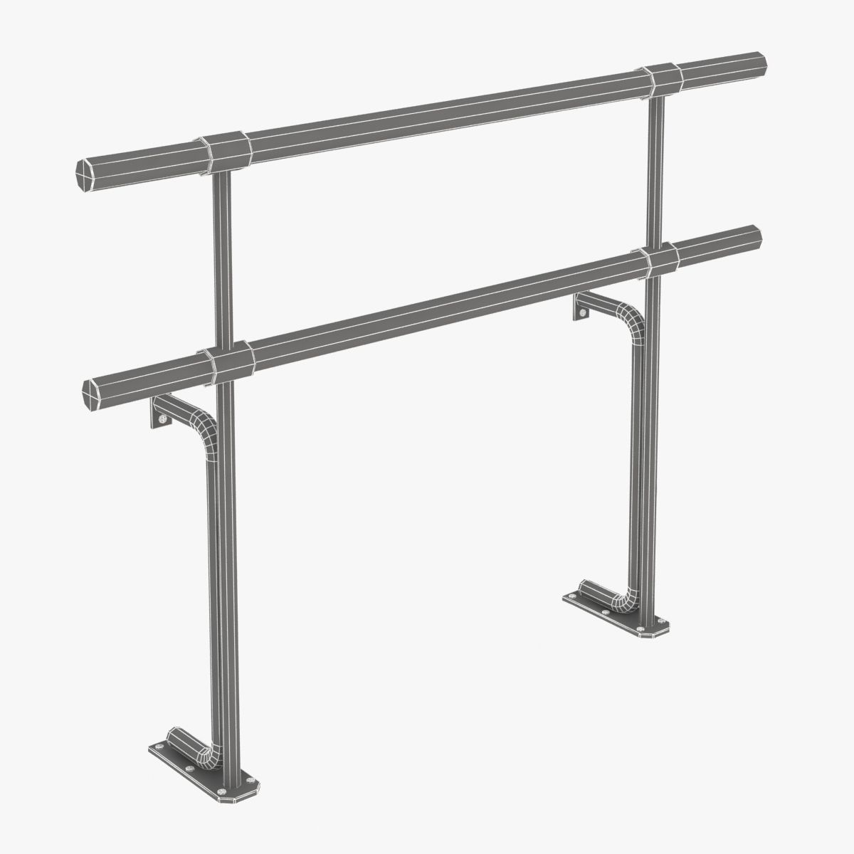 Double fixed ballet barres system 3D model | CGTrader