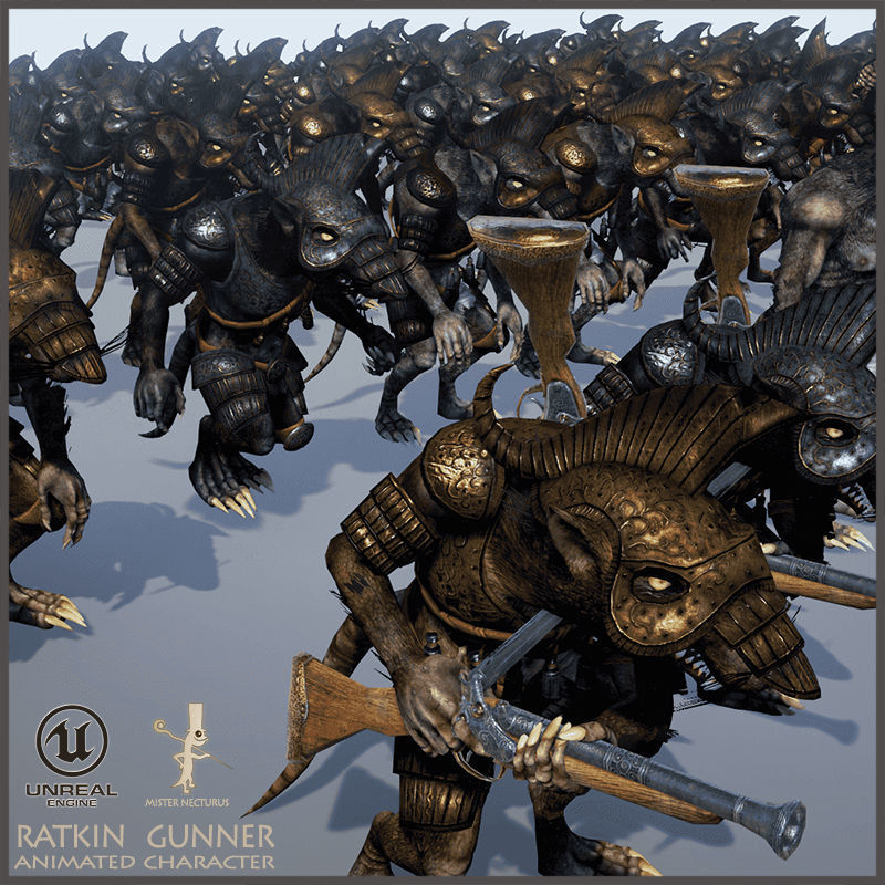 3D model Ratkin Armored Gunner Light Version VR / AR / low-poly rigged ...