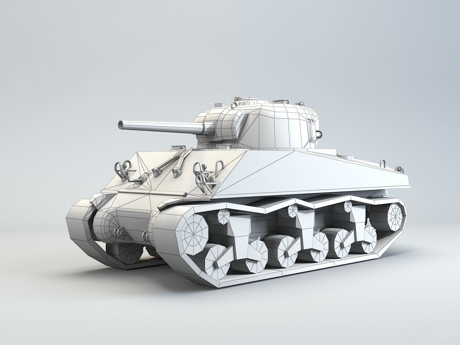 3D model Low Poly M4A3 Sherman Medium Tank VR / AR / low-poly | CGTrader