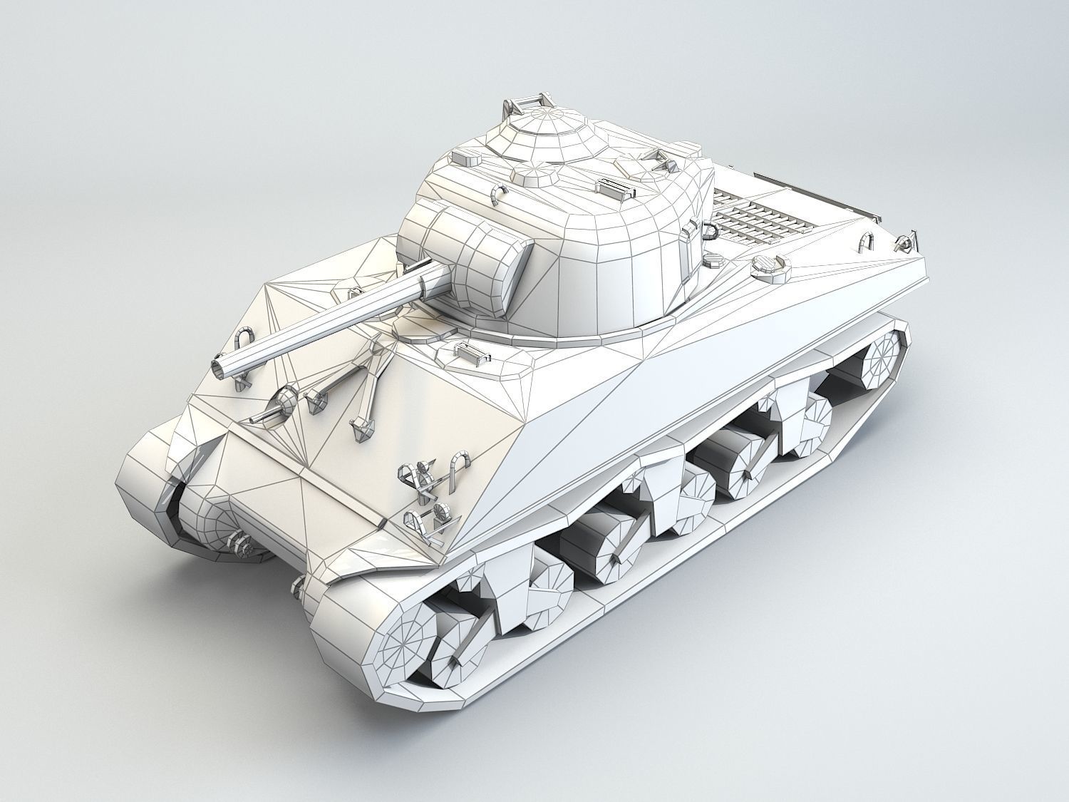 3D model Low Poly M4A3 Sherman Medium Tank VR / AR / low-poly | CGTrader