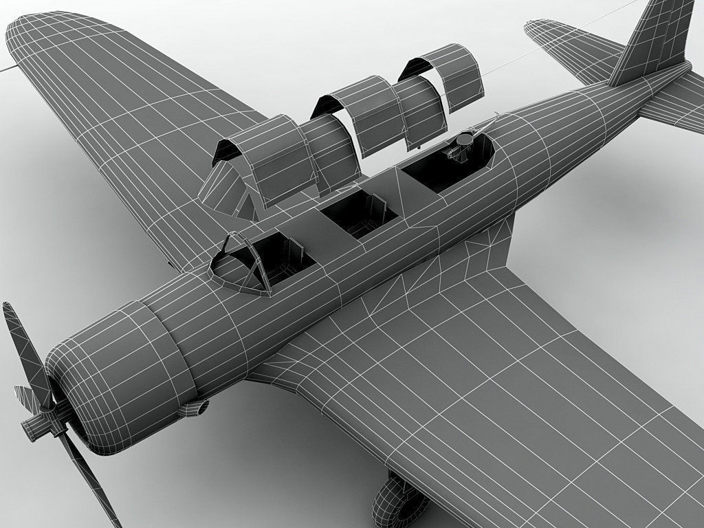 3D model Nakajima B5N Kate Aircraft WWII VR / AR / low-poly animated ...