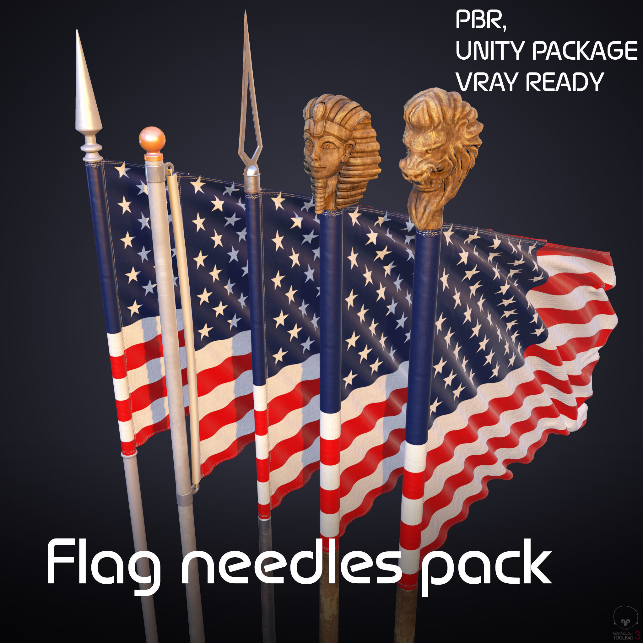 Flag Needles Pack free VR / AR / low-poly 3D model | CGTrader
