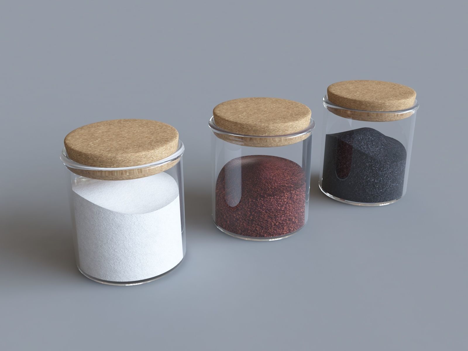 Jars with sugar coffee and tea 3D model | CGTrader