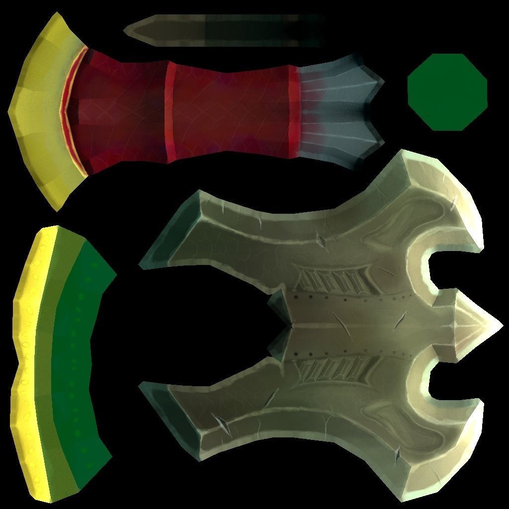 3D model hand painted stylised medieval weapons pack VR / AR / low-poly ...