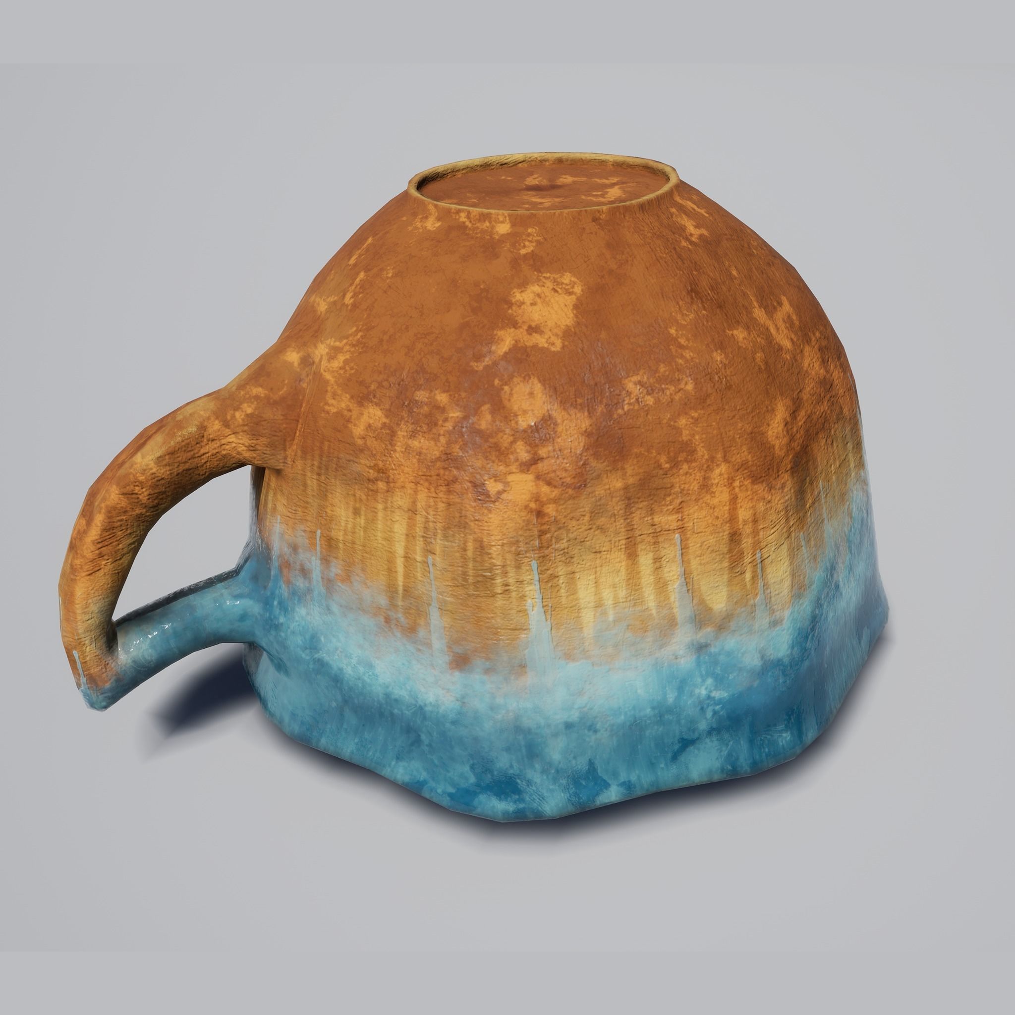 3D model Teacup and Sacuer Blue Glazed VR / AR / low-poly | CGTrader