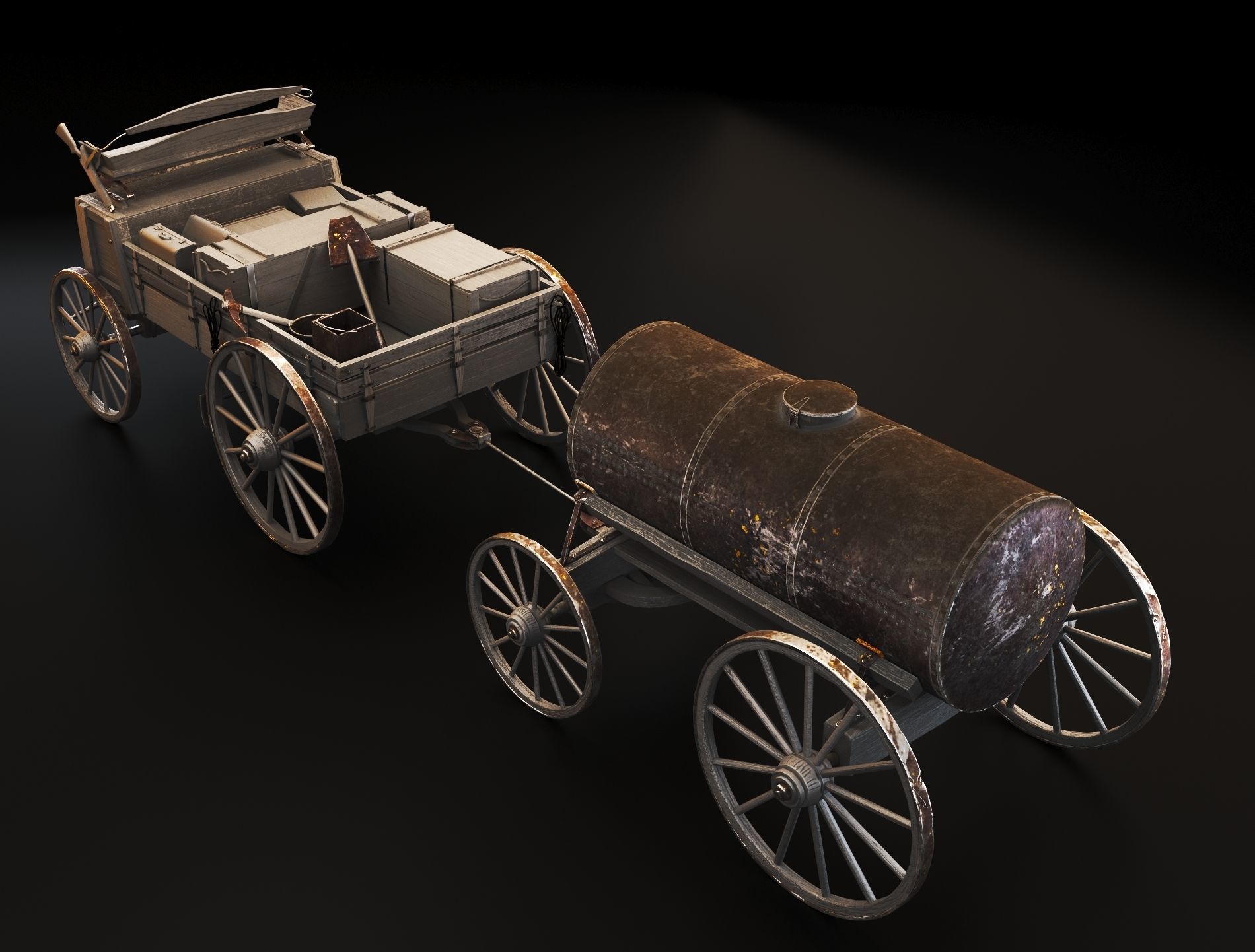 3D model Wild Western Stagecoach and Wagon VR / AR / low-poly | CGTrader