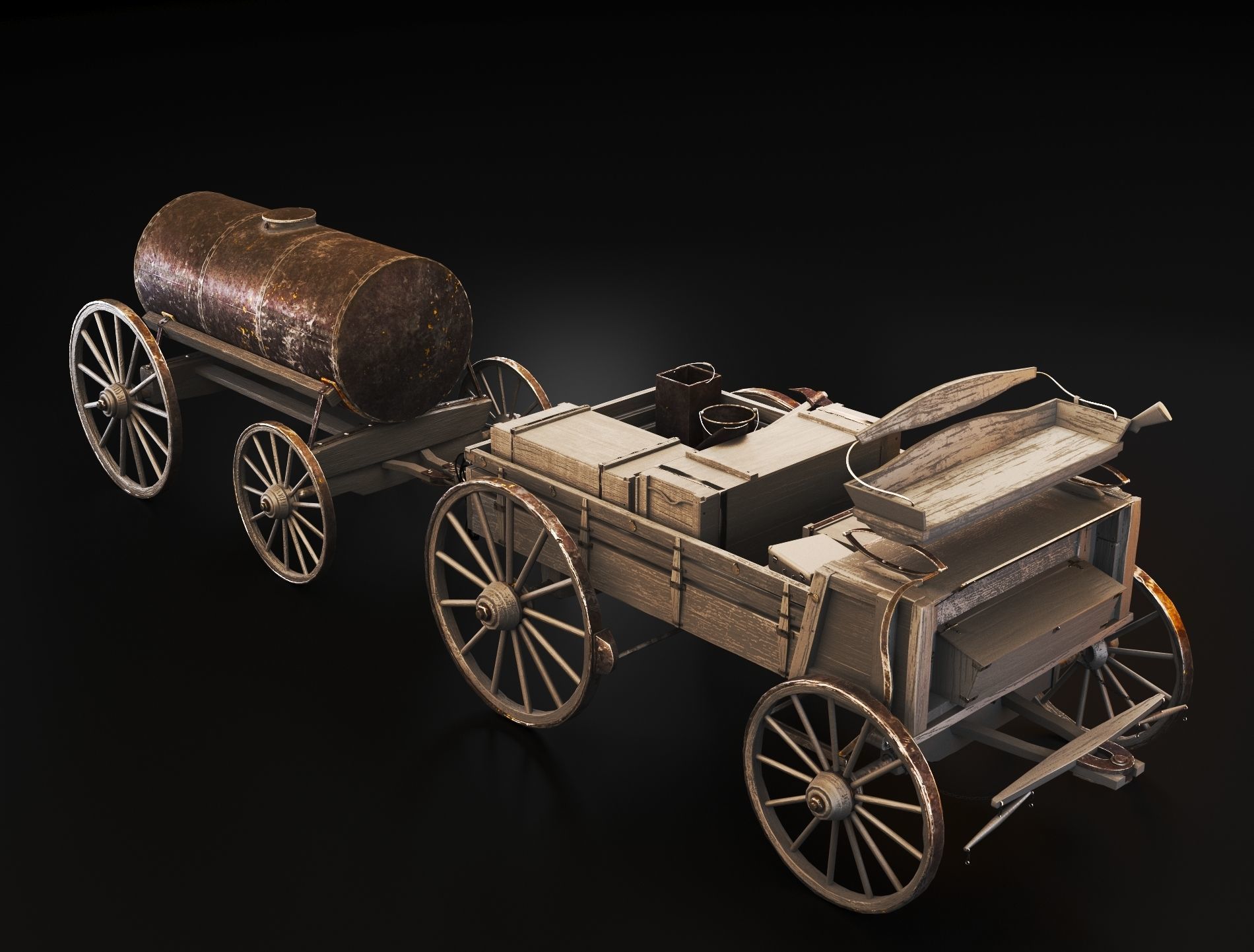 3D model Wild Western Stagecoach and Wagon VR / AR / low-poly | CGTrader
