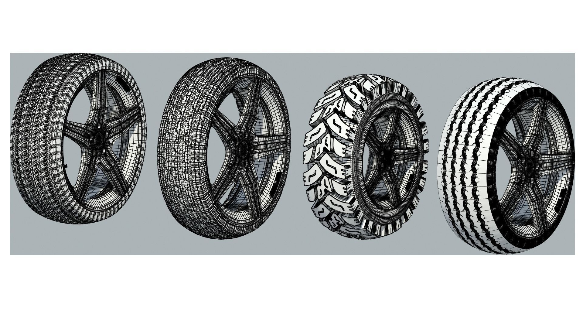 Set of 14 car tires 3D model | CGTrader