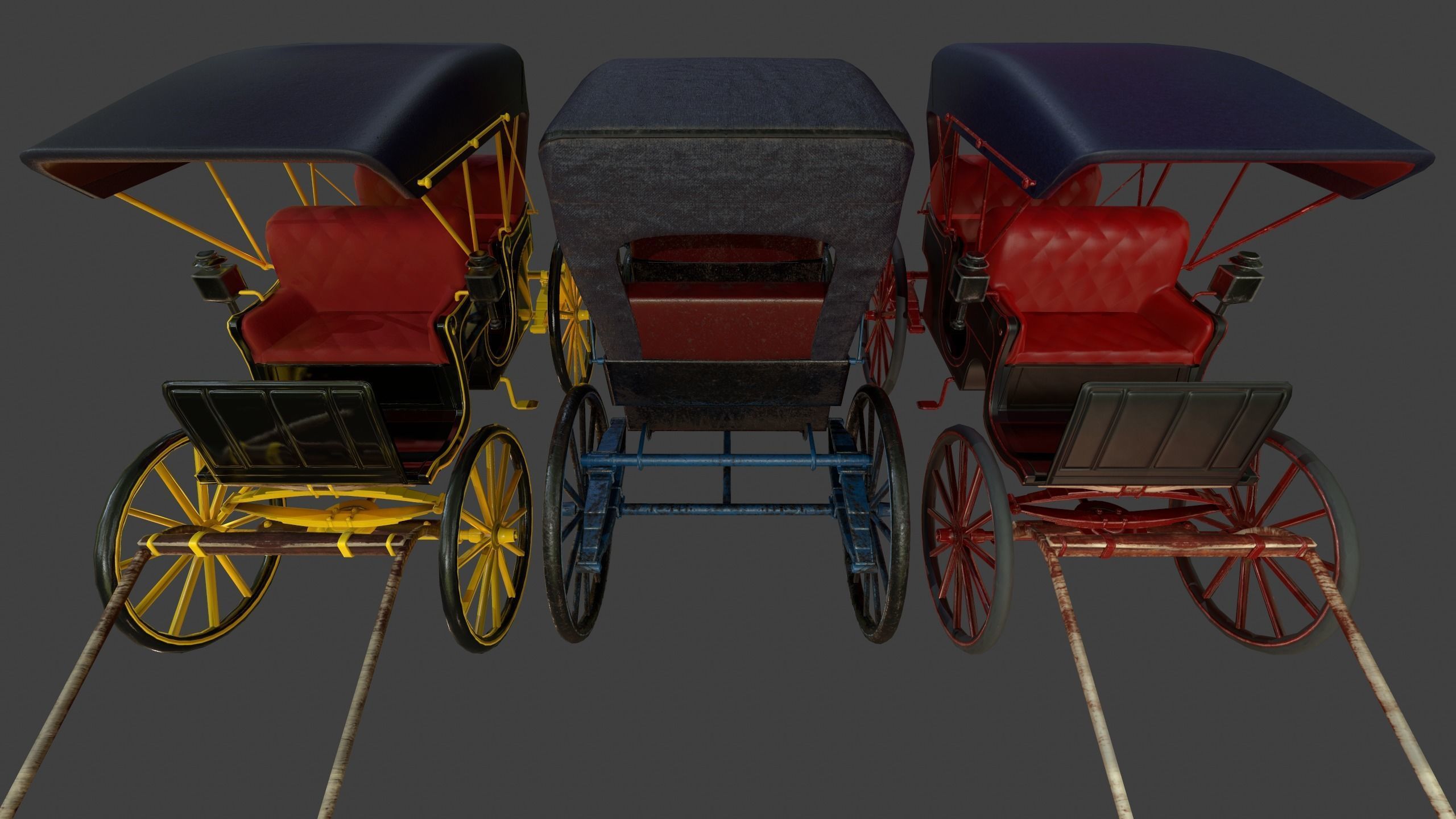 3D model Carriage - Low Poly victorian horse drawn VR / AR / low-poly ...