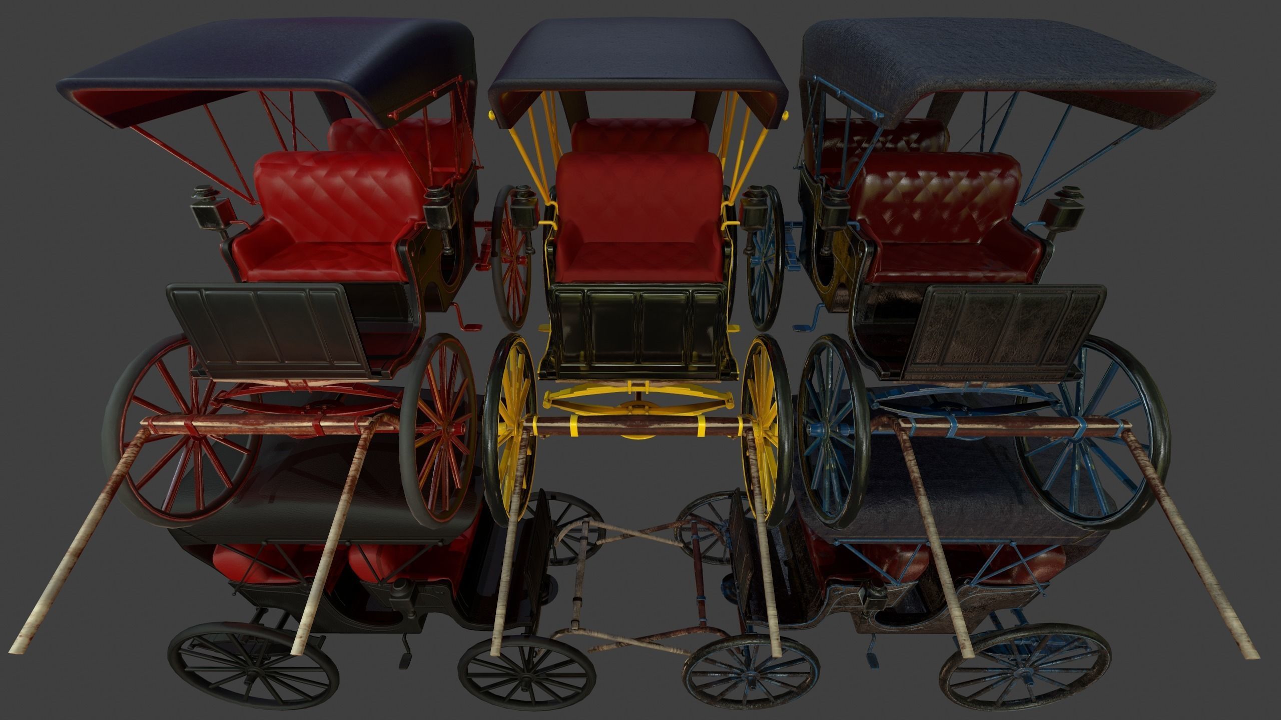 3D model Carriage - Low Poly victorian horse drawn VR / AR / low-poly ...