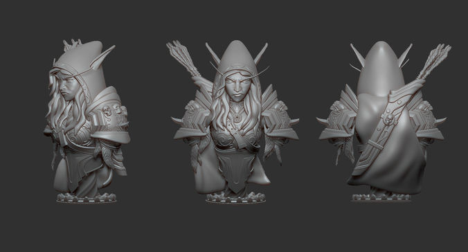 Sylvanas Windrunner Bust 3D model 3D printable | CGTrader