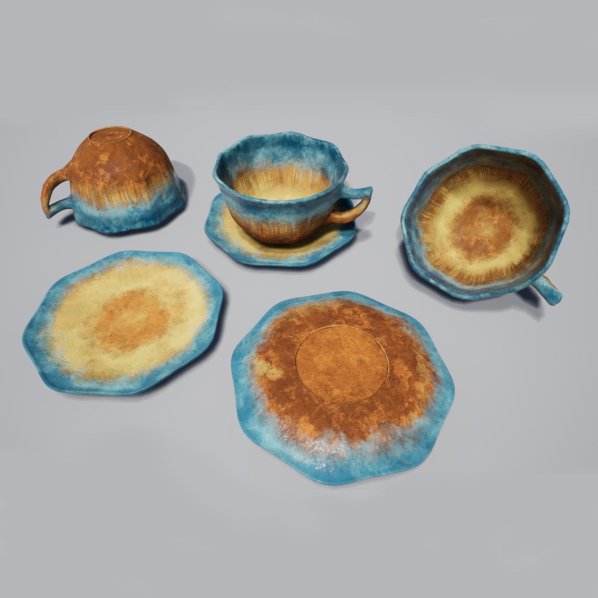 3D model Teacup and Saucer Colors VR / AR / low-poly | CGTrader
