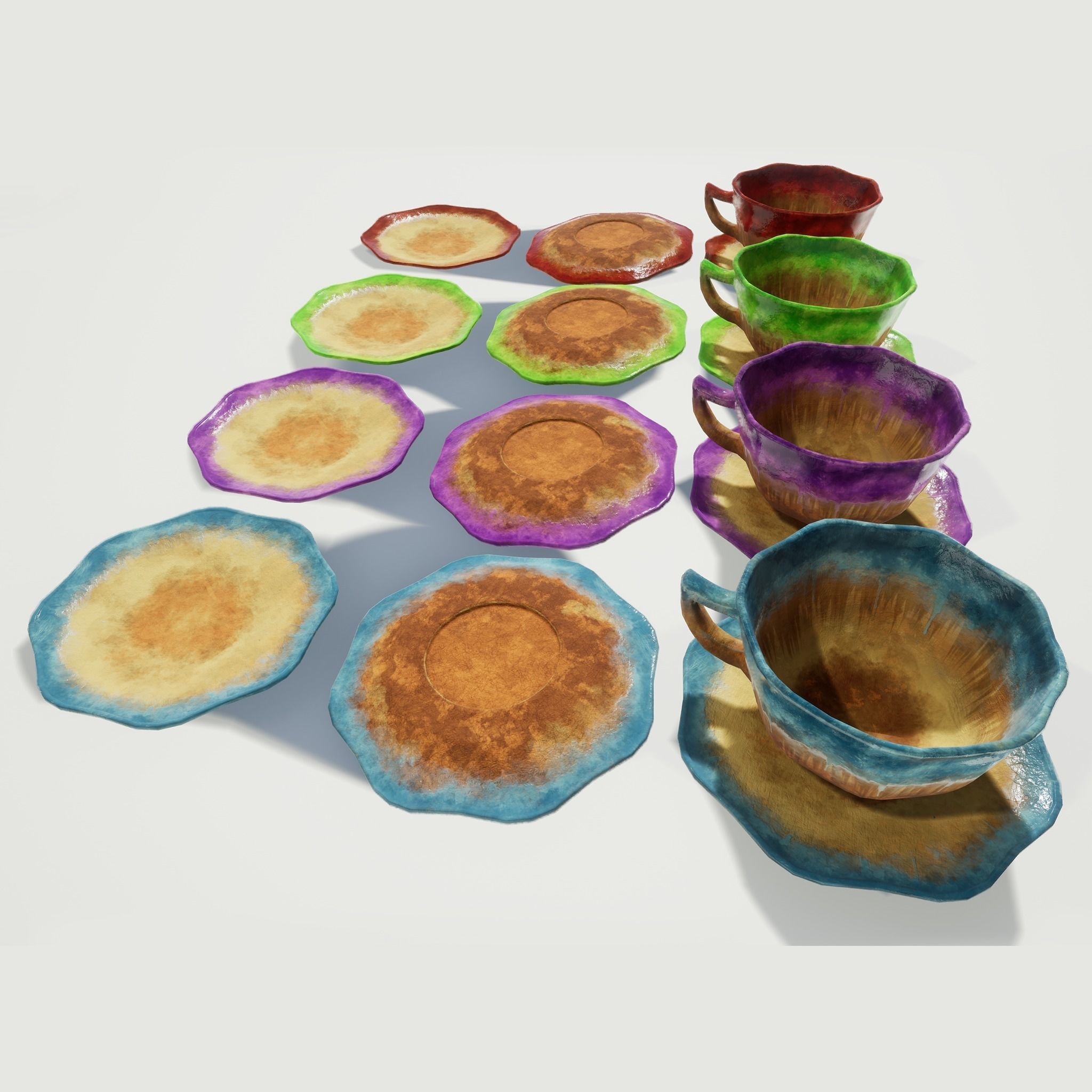 3D model Teacup and Saucer Colors VR / AR / low-poly | CGTrader