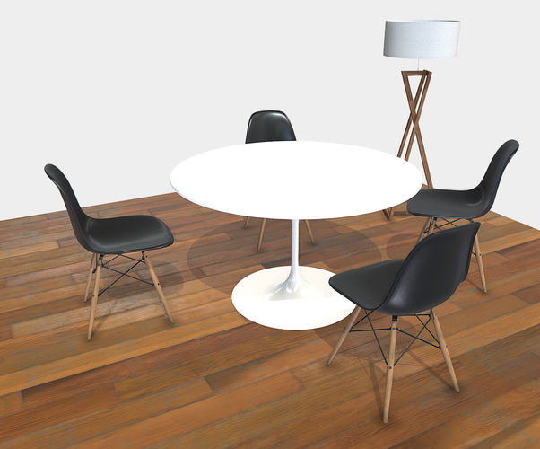 3D model Low Poly PBR Eames Virta Chair Table and Lamp VR / AR / low ...