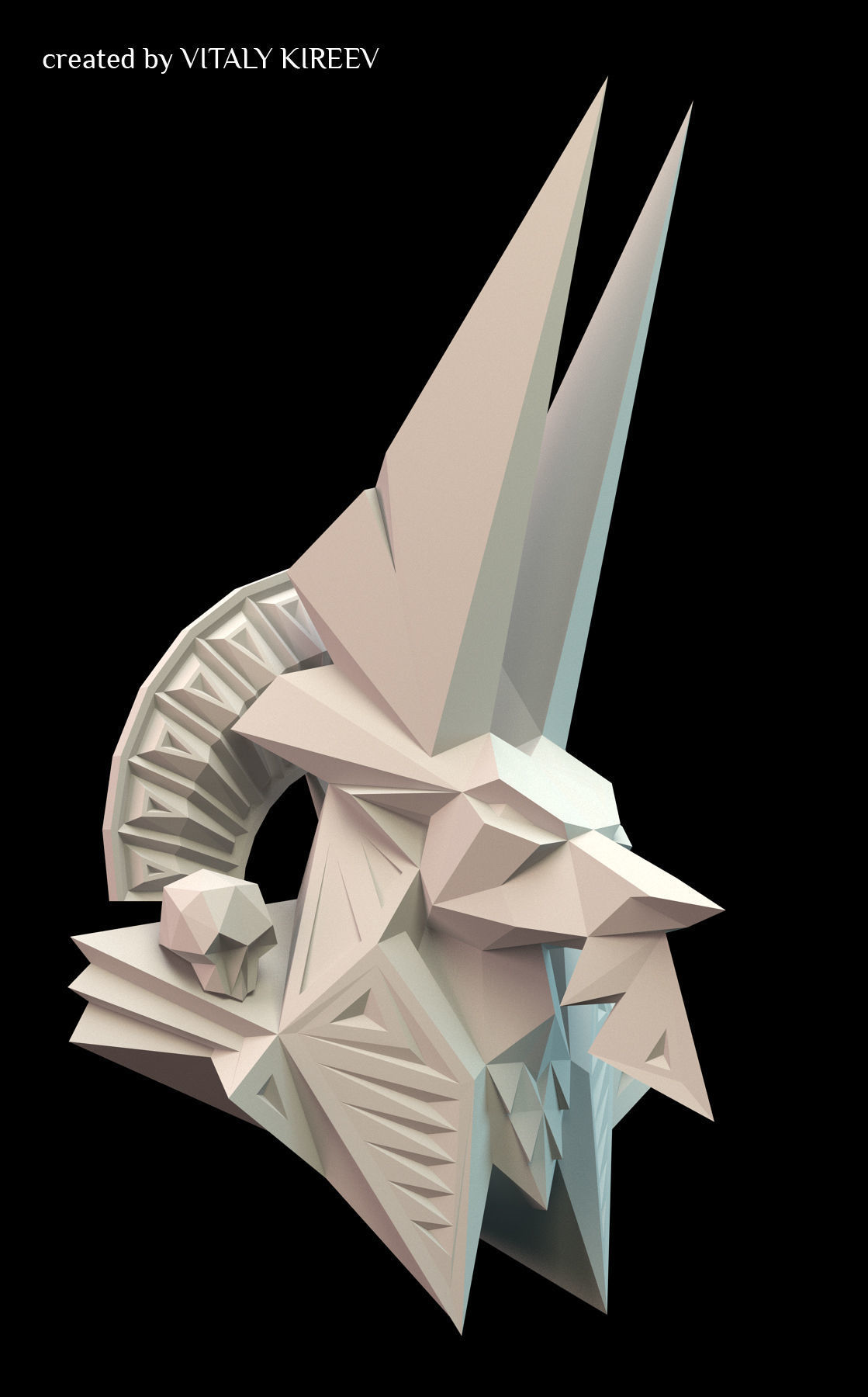 3D model Anubis origami sculpture with horns VR / AR / low-poly | CGTrader