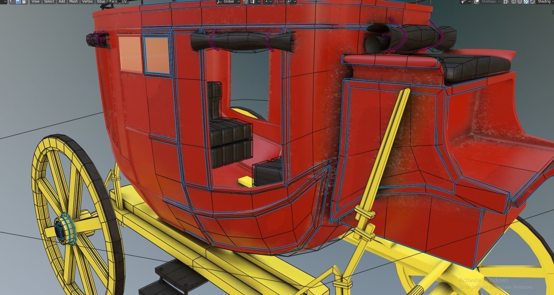 3D model old stagecoach wagon carriage VR / AR / low-poly | CGTrader