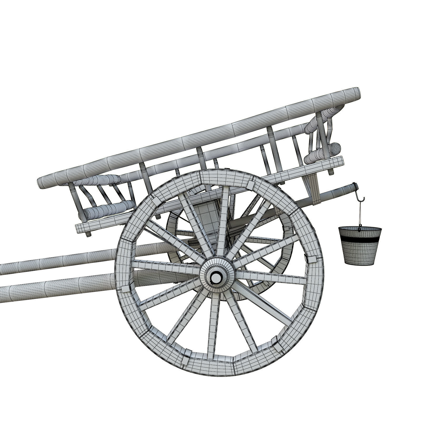 wooden cart 3D model | CGTrader