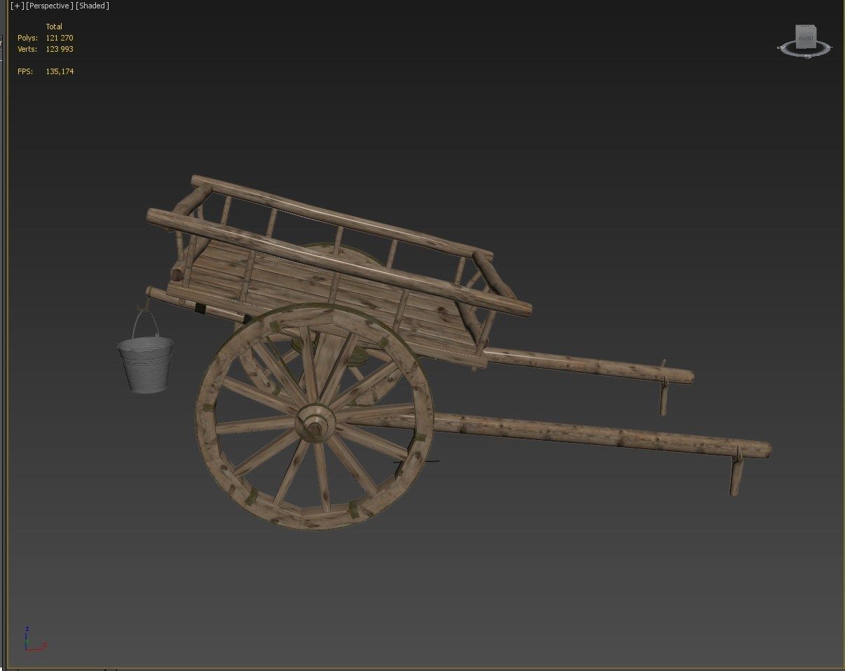 wooden cart 3D model | CGTrader