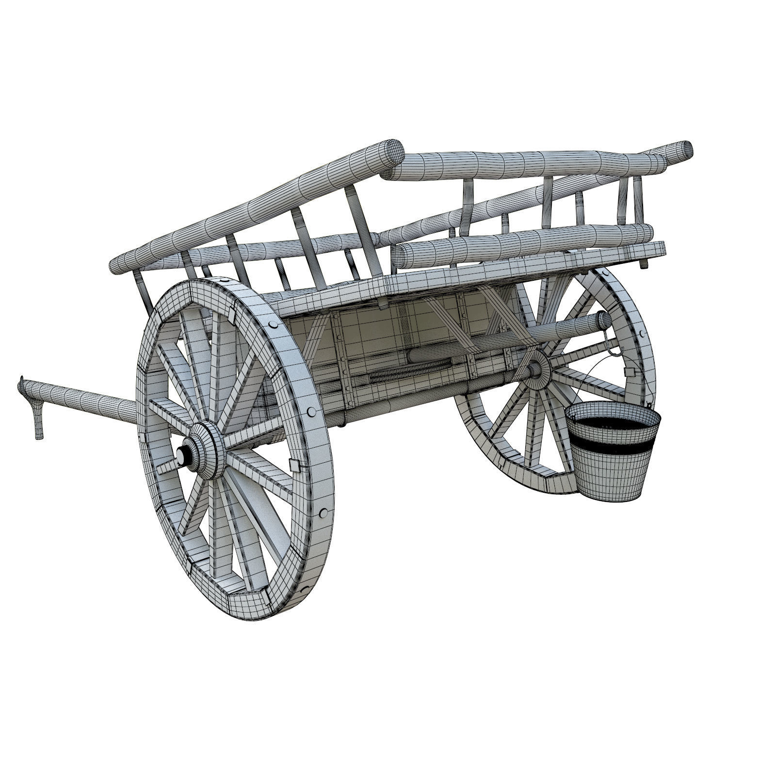 wooden cart 3D model | CGTrader