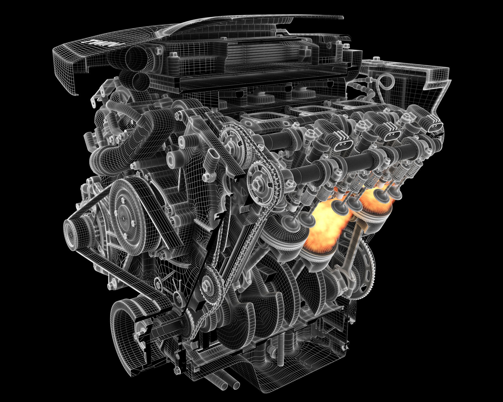 Animation Sectioned V6 Engine Ignition 3D model animated rigged | CGTrader