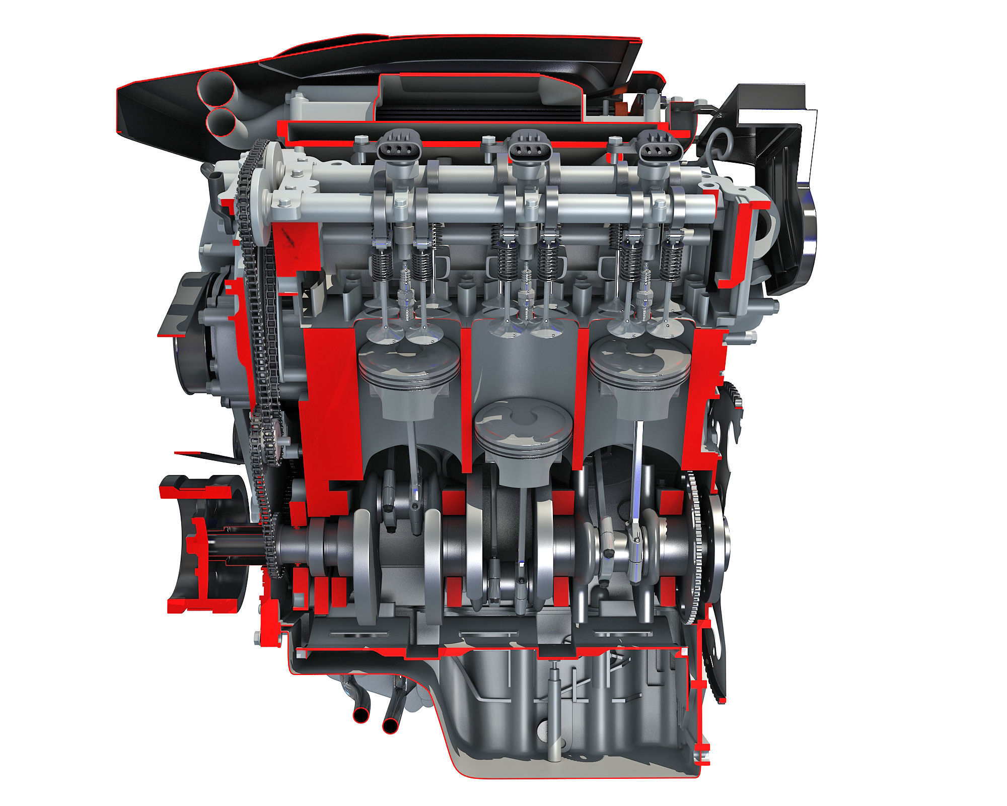 Animated Sectioned V6 Engine 3D model animated rigged | CGTrader