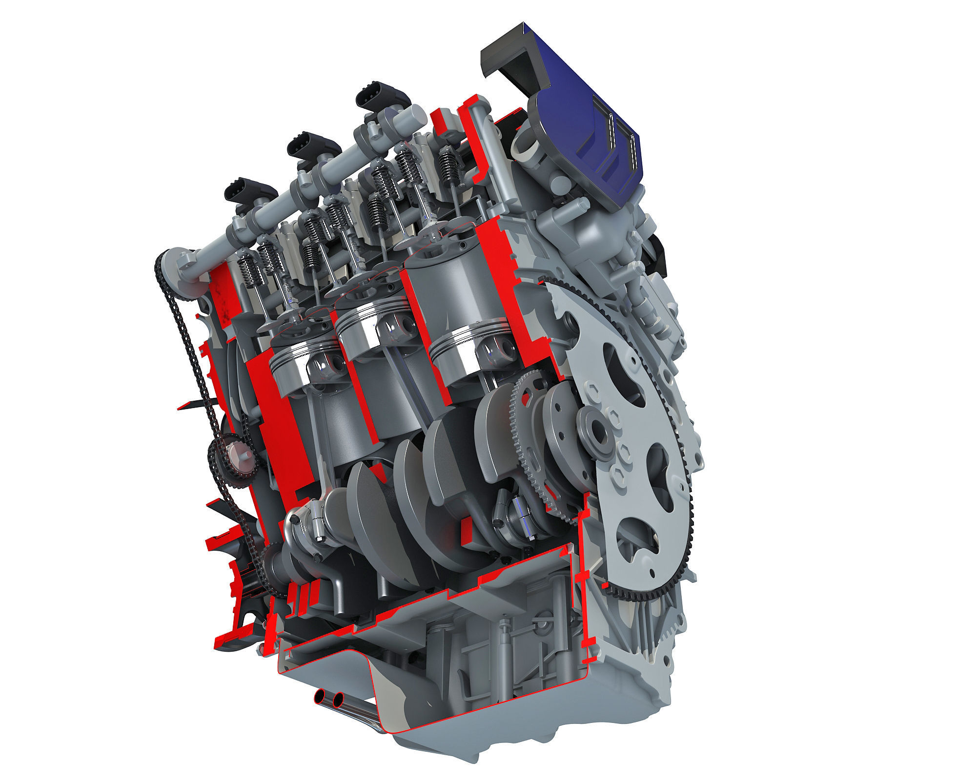 Animated Sectioned V6 Engine 3D model animated rigged | CGTrader