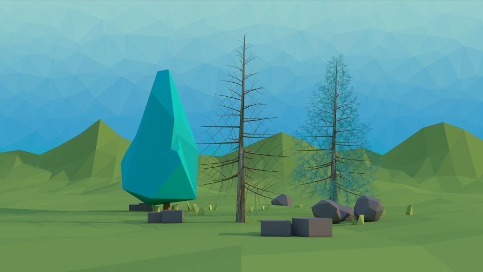 3D model tree blue spruce Low Poly Scene VR / AR / low-poly | CGTrader