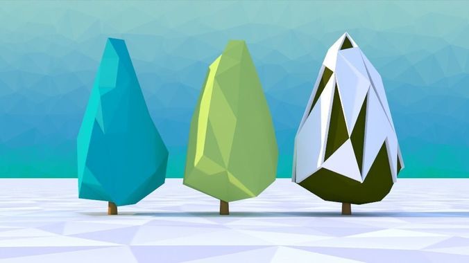 3D model tree blue spruce Low Poly Scene VR / AR / low-poly | CGTrader