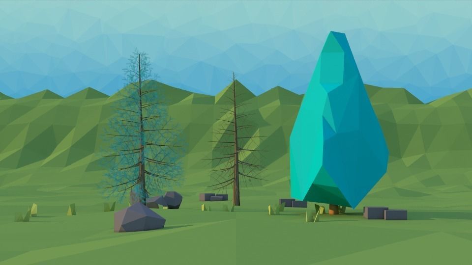 3D model tree blue spruce Low Poly Scene VR / AR / low-poly | CGTrader