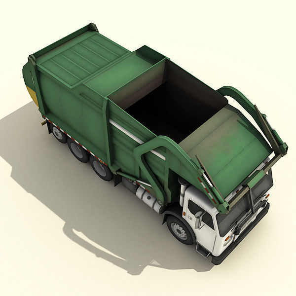 3D model Garbage Truck VR / AR / low-poly rigged MAX OBJ 3DS FBX DAE ...