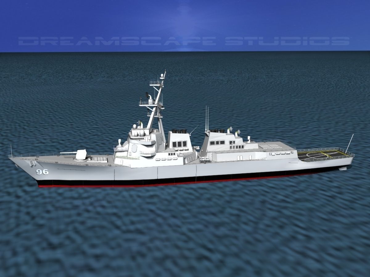 Burke Class Destroyer DDG 96 USS Bainbridge 3D model rigged | CGTrader