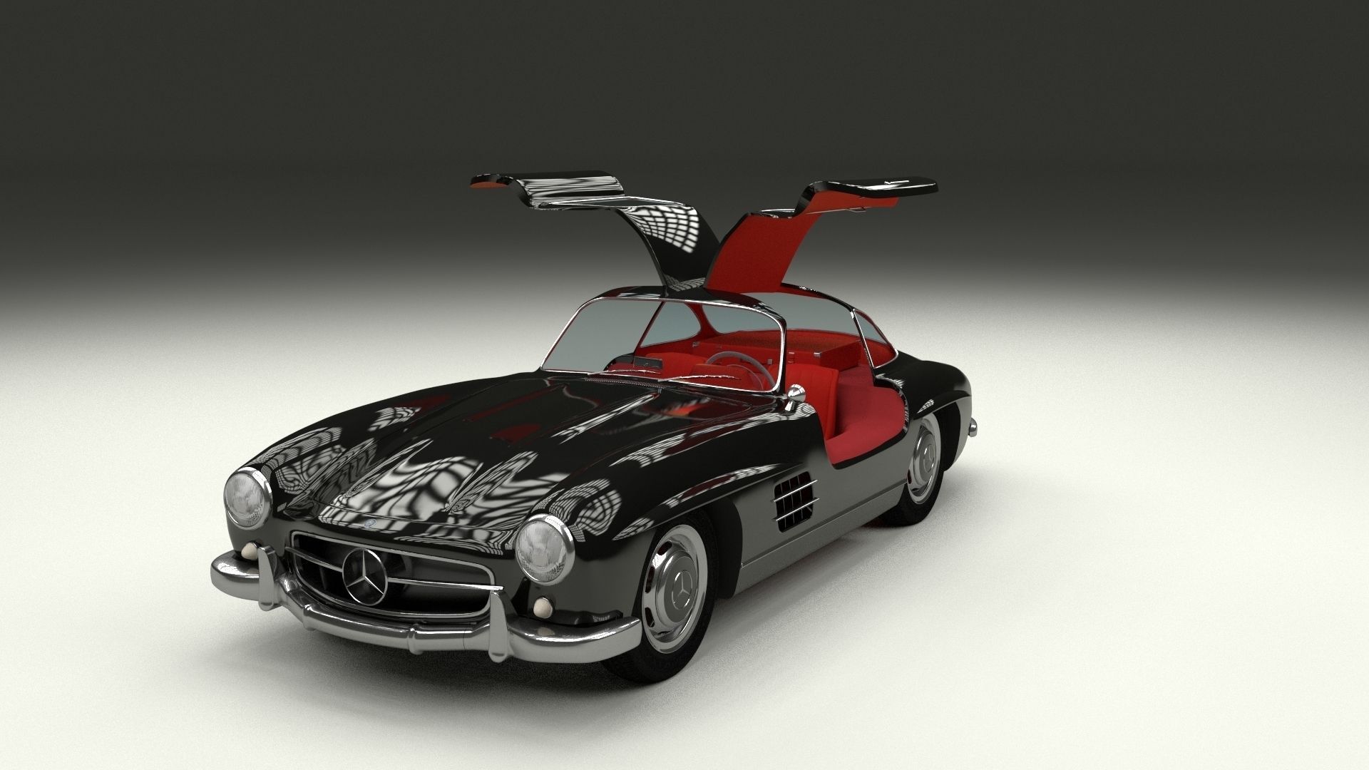 Rigged Mercedes 300SL Gullwing with Interior 3D model rigged | CGTrader