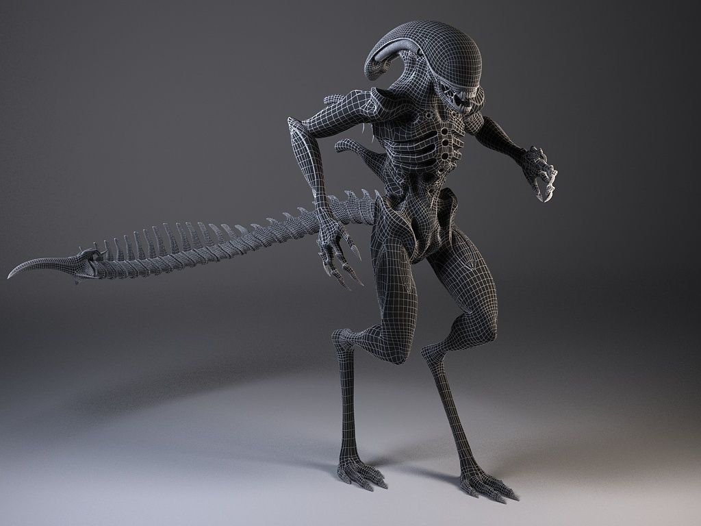 Alien Xenomorph Rigged 3D Model rigged MAX OBJ 3DS FBX C4D LWO LW LWS ...