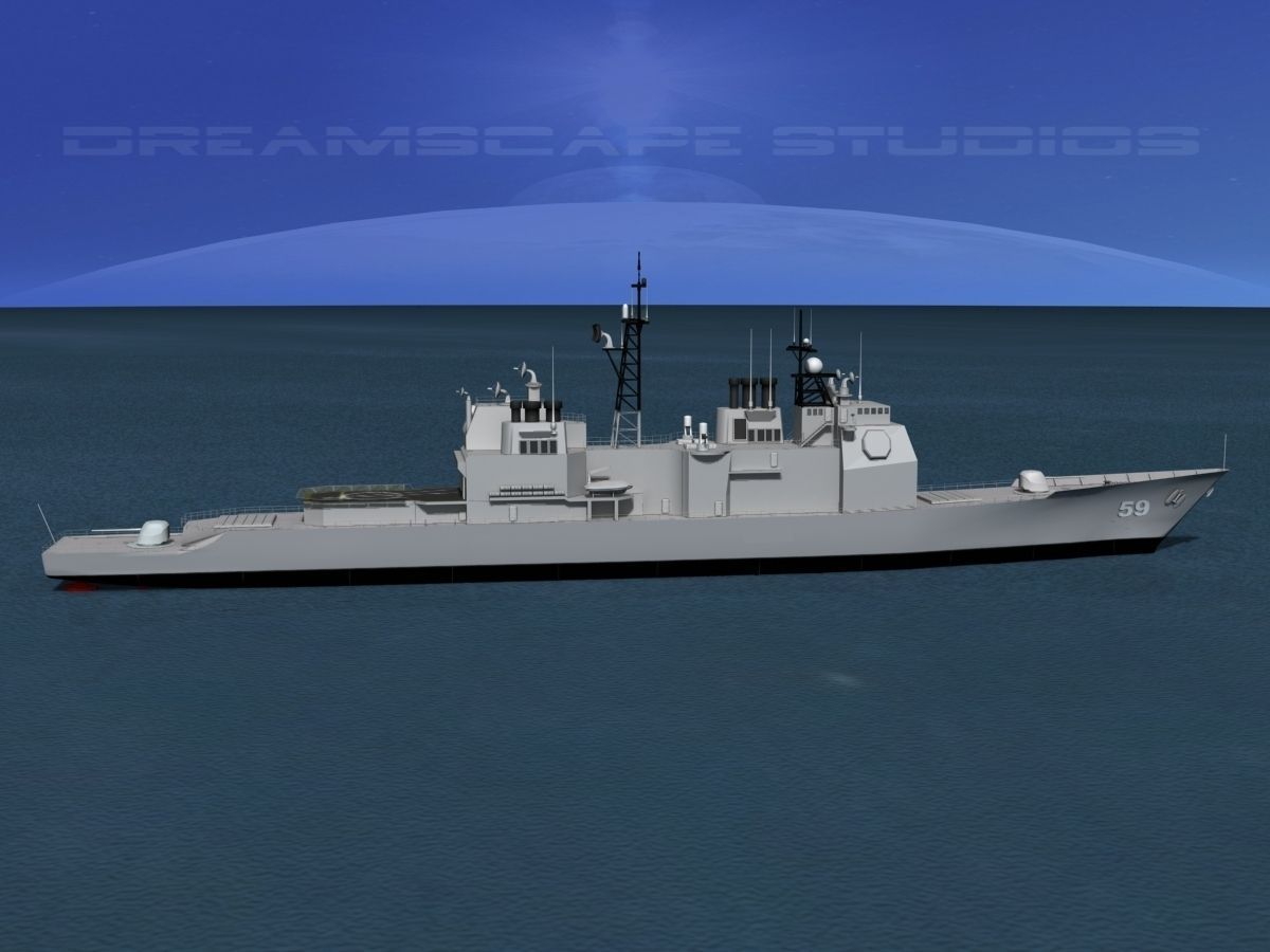 Ticonderoga Class Cruiser CG59 USS Princeton 3D model rigged | CGTrader