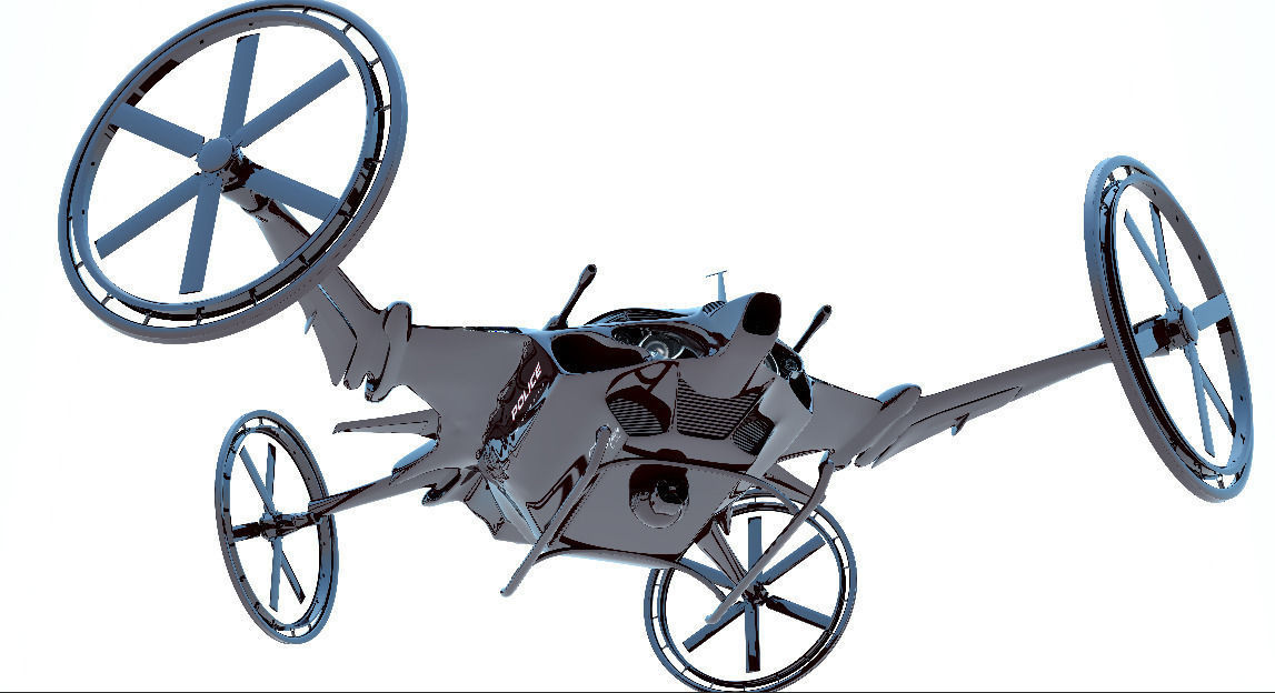 3D model Polic robot Fly mouse drone VR / AR / low-poly rigged animated ...