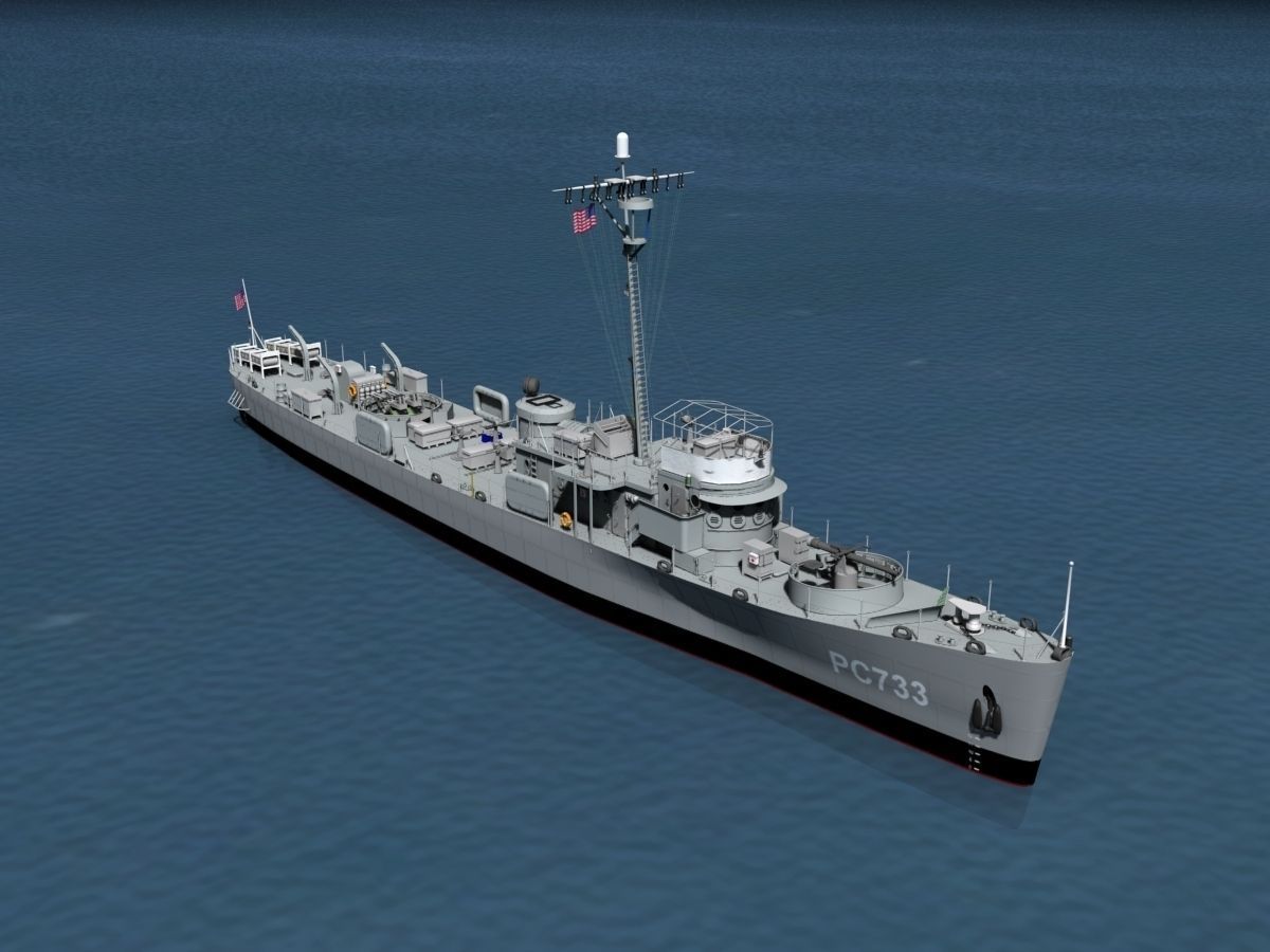 USS PC-733 Subchaser 3D model rigged | CGTrader