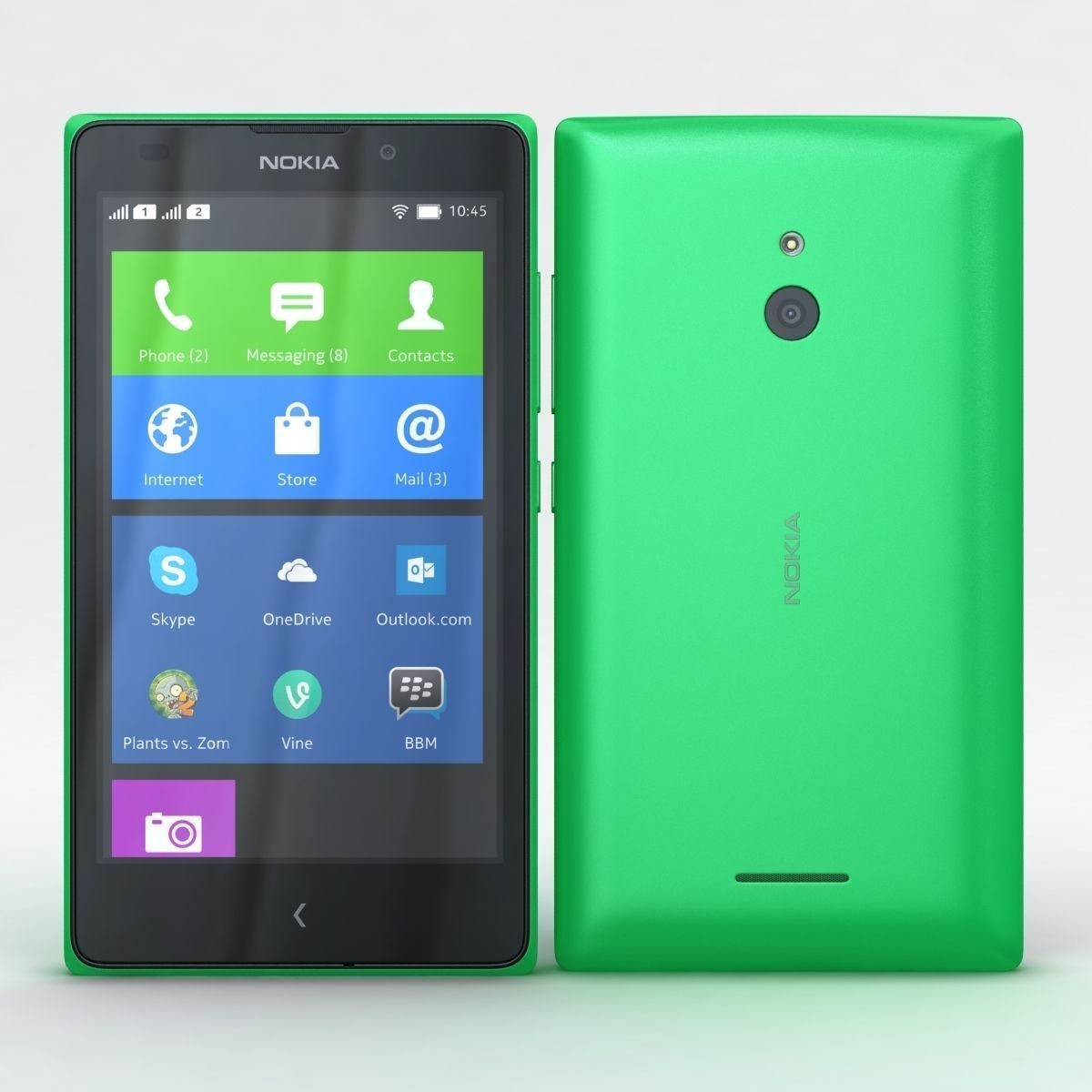 Nokia XL and XL Dual Bright Green 3D | CGTrader