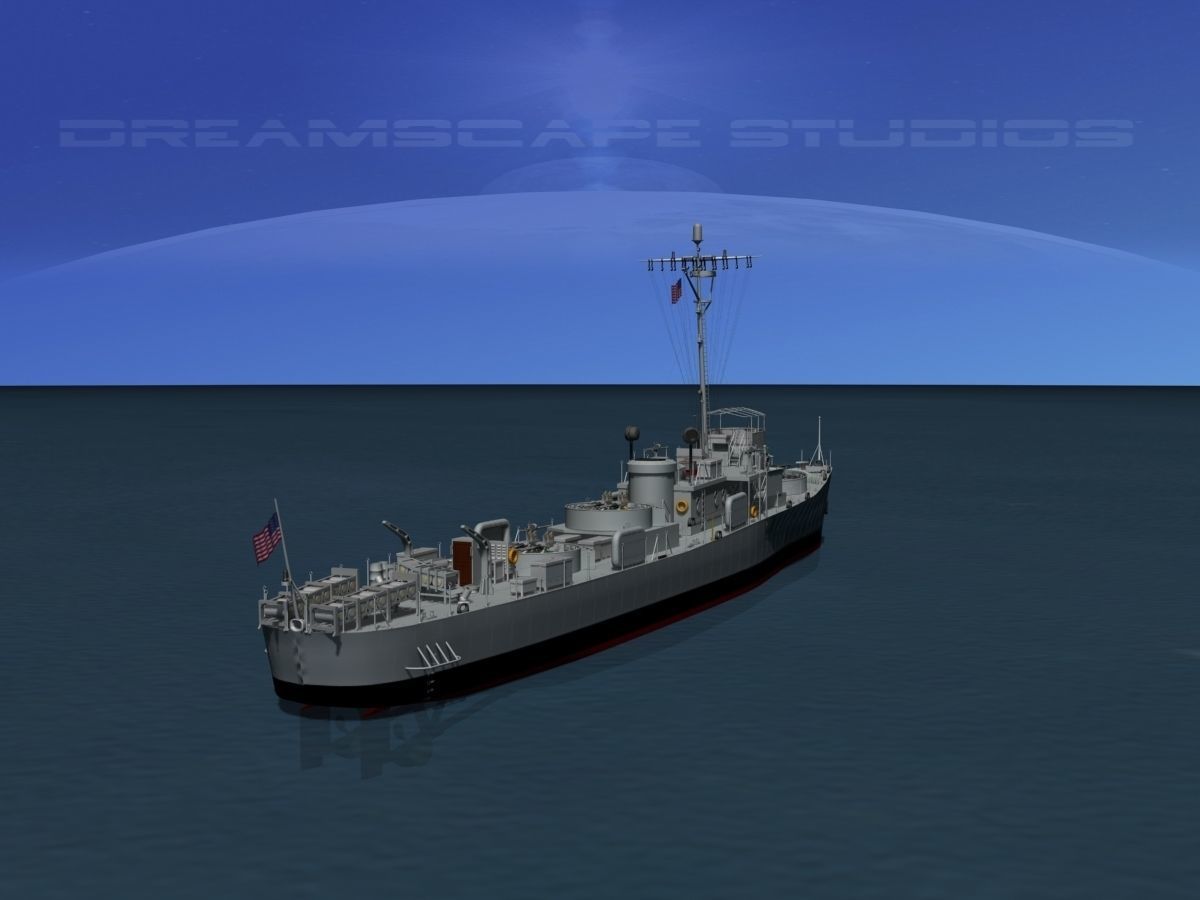USS PC-1195 Submarine Chaser 3D model rigged | CGTrader