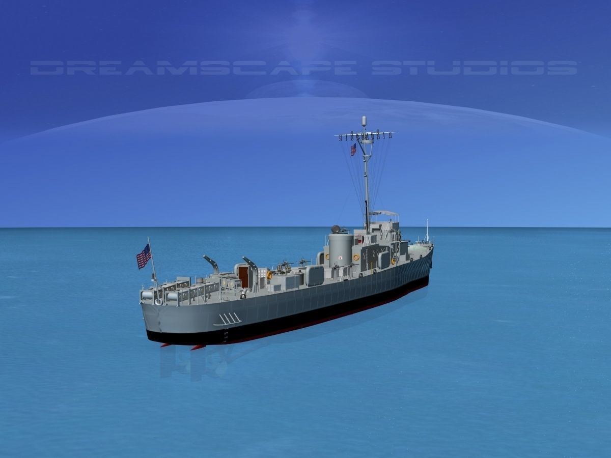 USS PC-1200 Submarine Chaser 3D model rigged | CGTrader