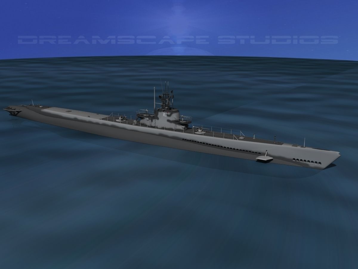 Balao Class Submarine USS Bonefin SS287 3D model rigged | CGTrader