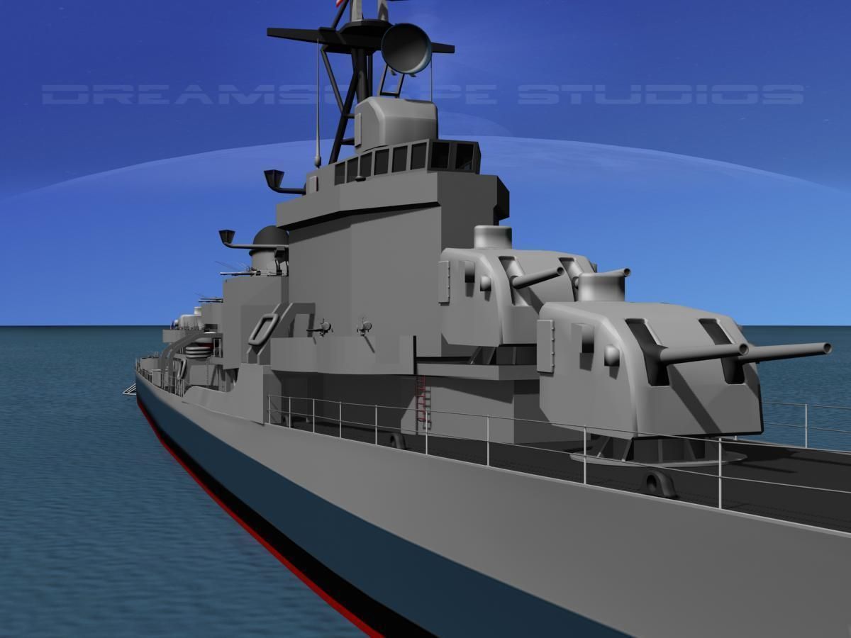 Gearing Class Destroyer DDR-710 USS Gearing 3D model rigged | CGTrader