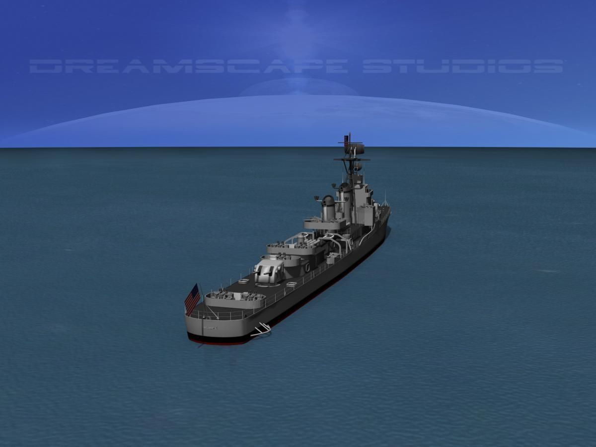 Gearing Class Destroyer DDR-806 USS Higbee 3D model rigged | CGTrader