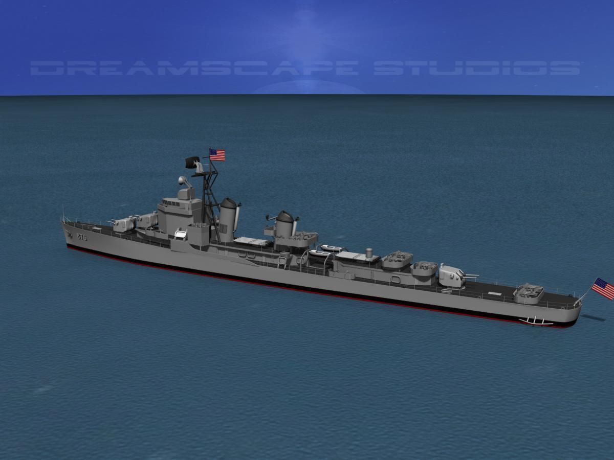Gearing Class Destroyer DDR-876 USS Rogers 3D model rigged | CGTrader