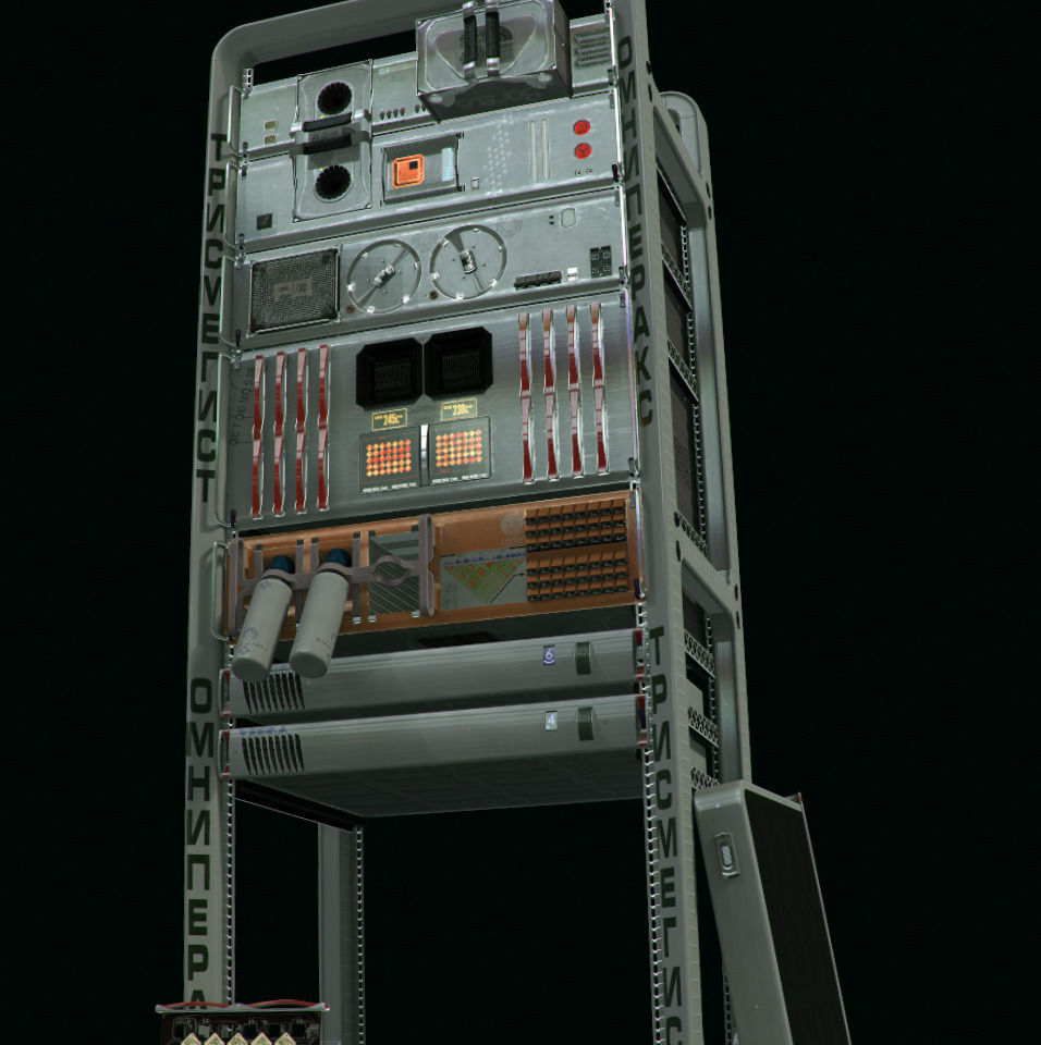 3D model Analytical scientific rack in corridor VR / AR / low-poly ...