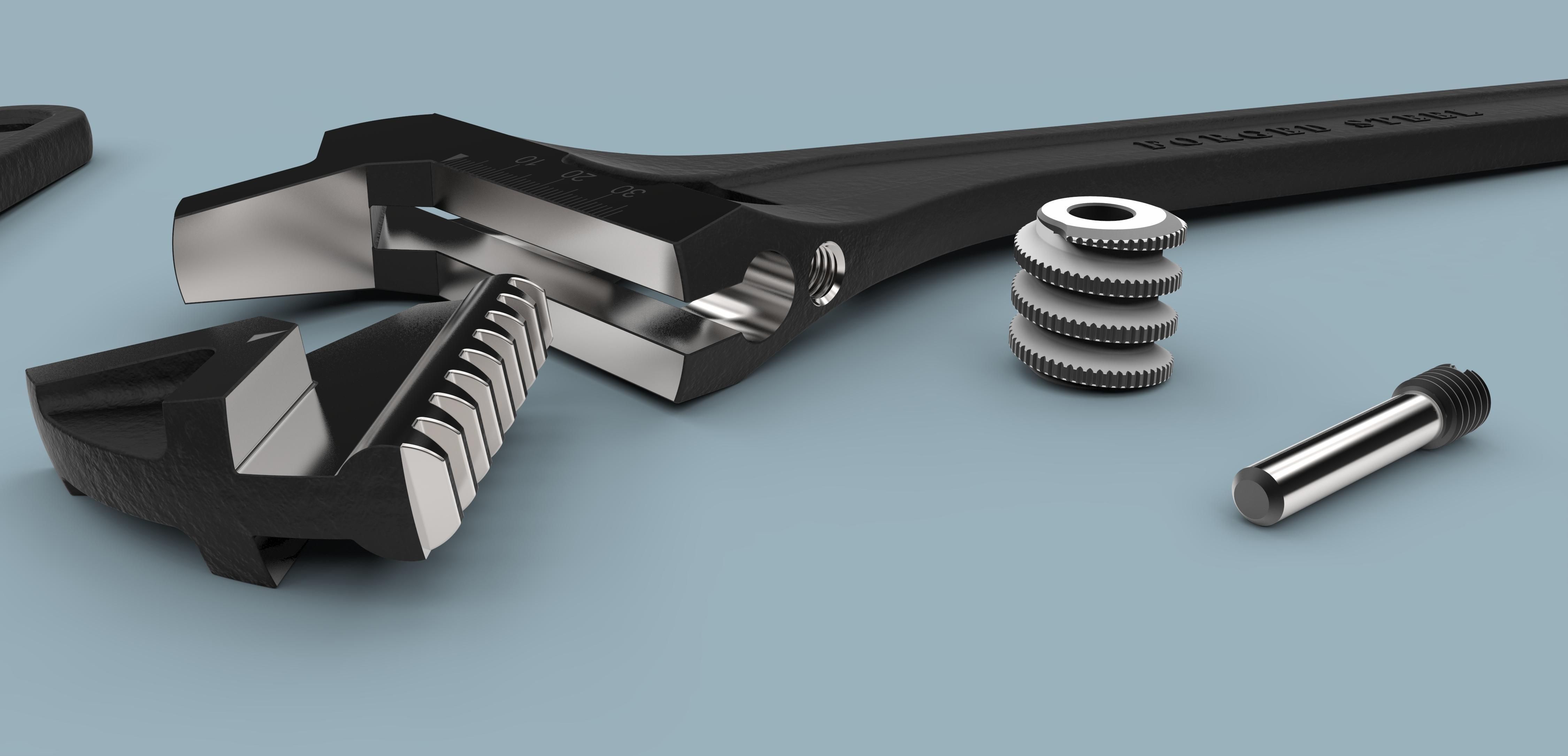 Adjustable wrench 3D model | CGTrader