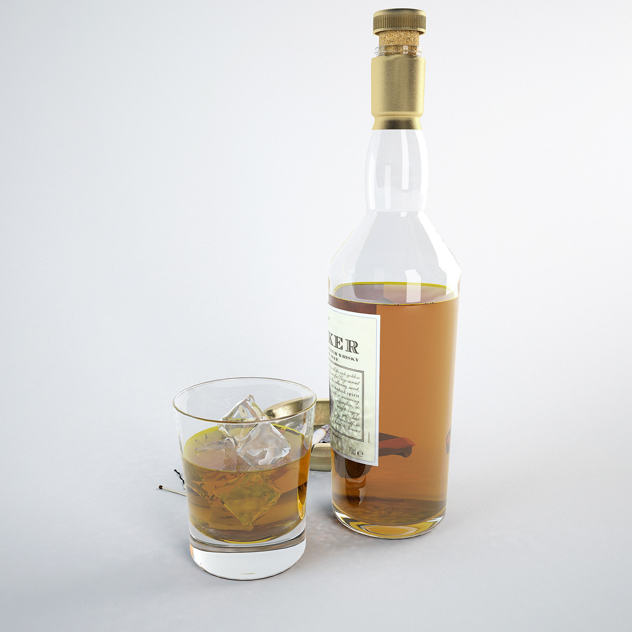 Talisker whiskey cigarette ice decor 3D model | CGTrader