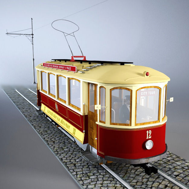 3D model SKODA retro tramway VR / AR / low-poly rigged | CGTrader